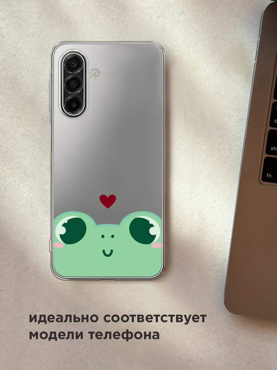 Чехол на Samsung Galaxy A17/A18 / Самсунг А17/А18 с принтом "Влюблённая лягушка - 14 февраля", прозрачный — фото 1