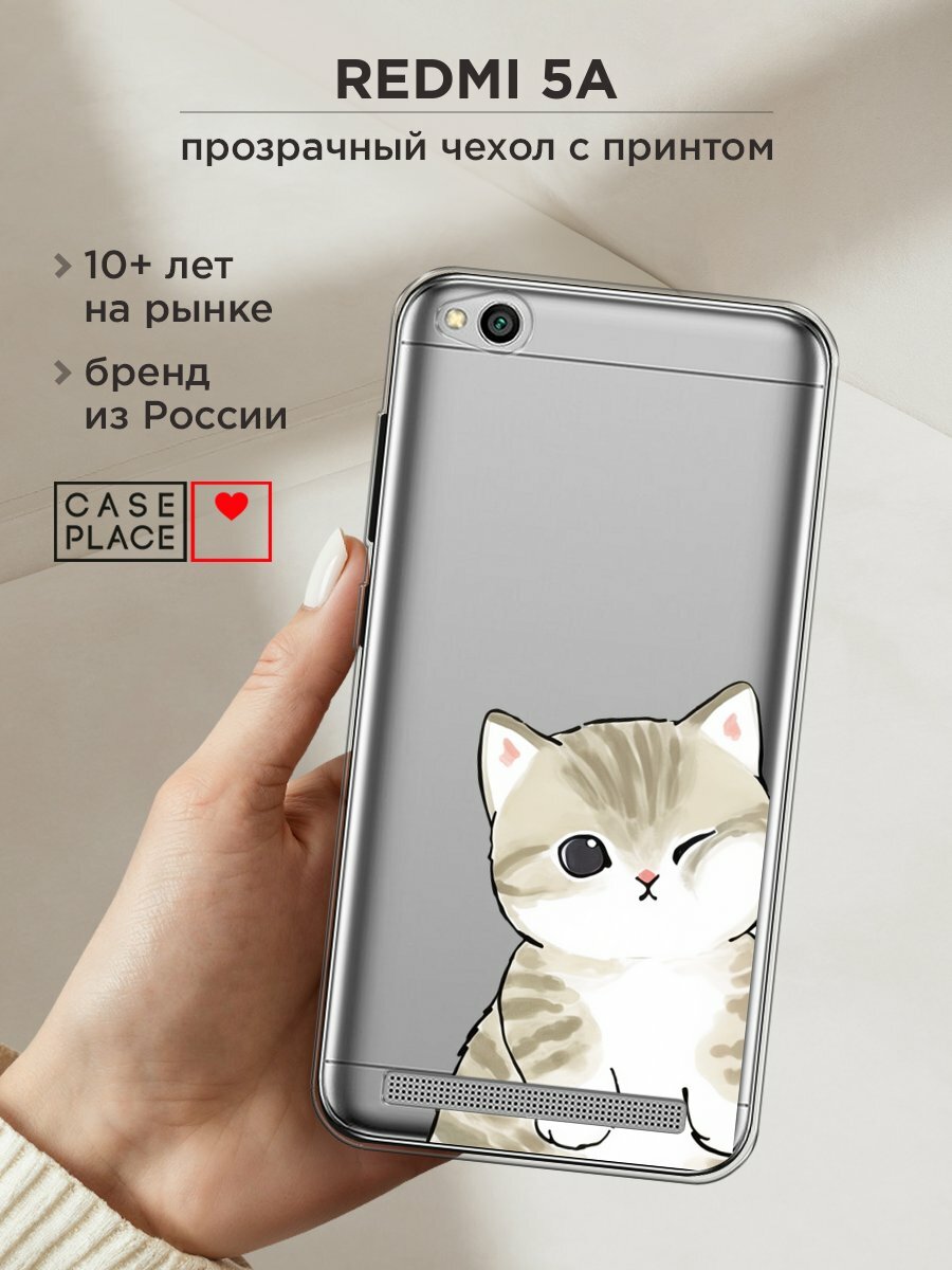 Чехол на Xiaomi Redmi 5A / Сяоми Редми 5а с принтом "Пухлый котик", прозрачный