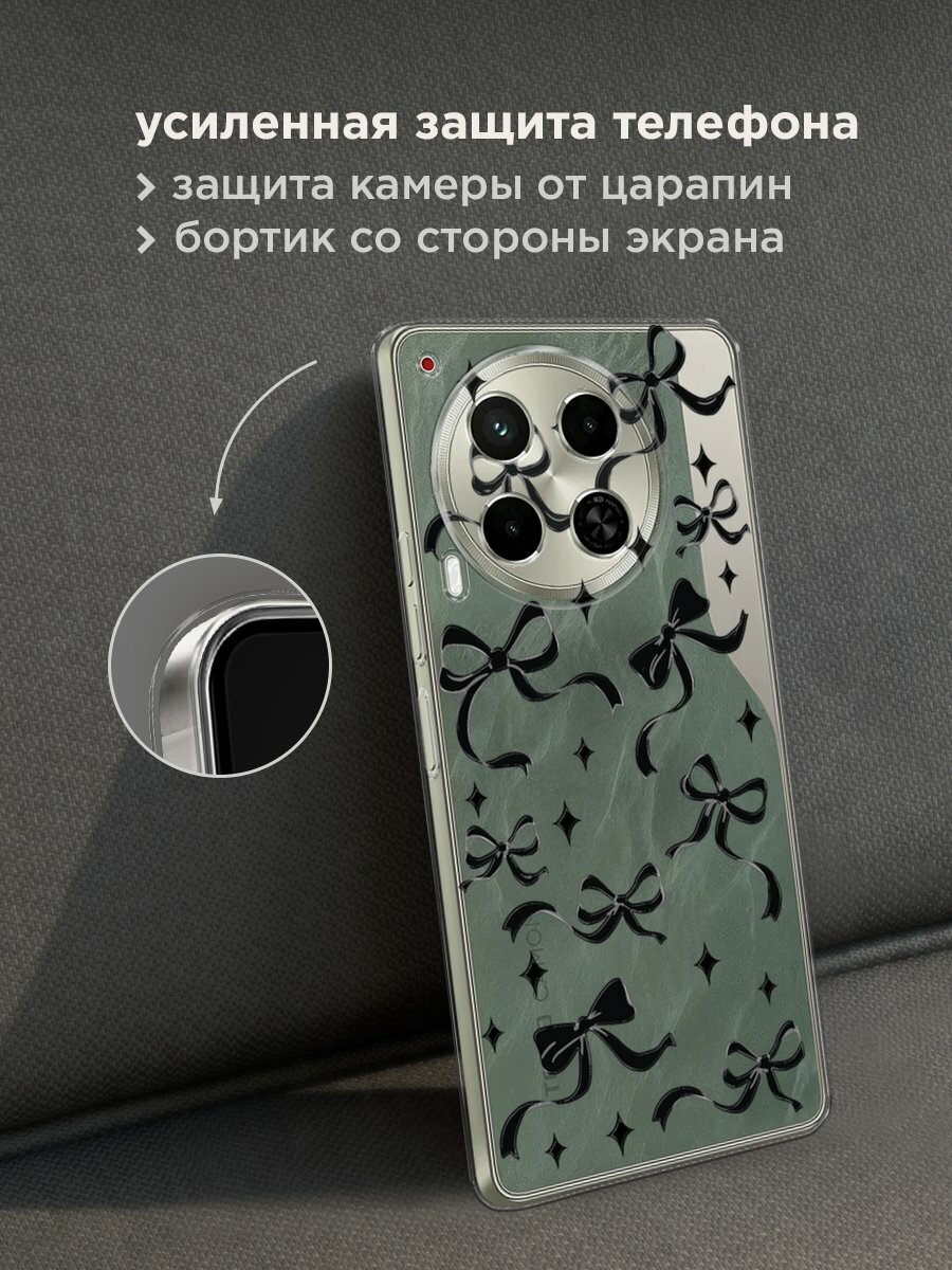 Чехол на Tecno Camon 30 5G / Текно Камон 30 5G с принтом "Милые чёрные бантики 4" — фото 1