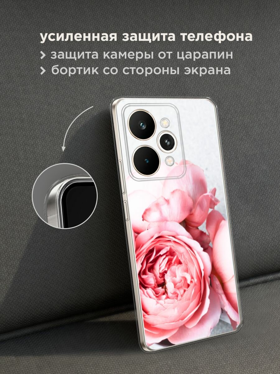 Чехол на Realme 15 Pro / Реалми 15 Про с принтом "Пионы на белом" — фото 1