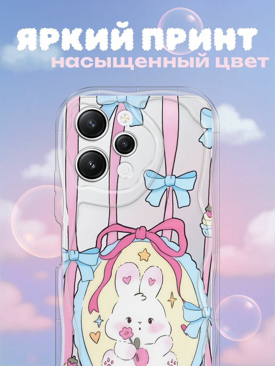 Чехол на Xiaomi Redmi 12 / Редми 12 с принтом "Кролик с ромашкой 1" — фото 1