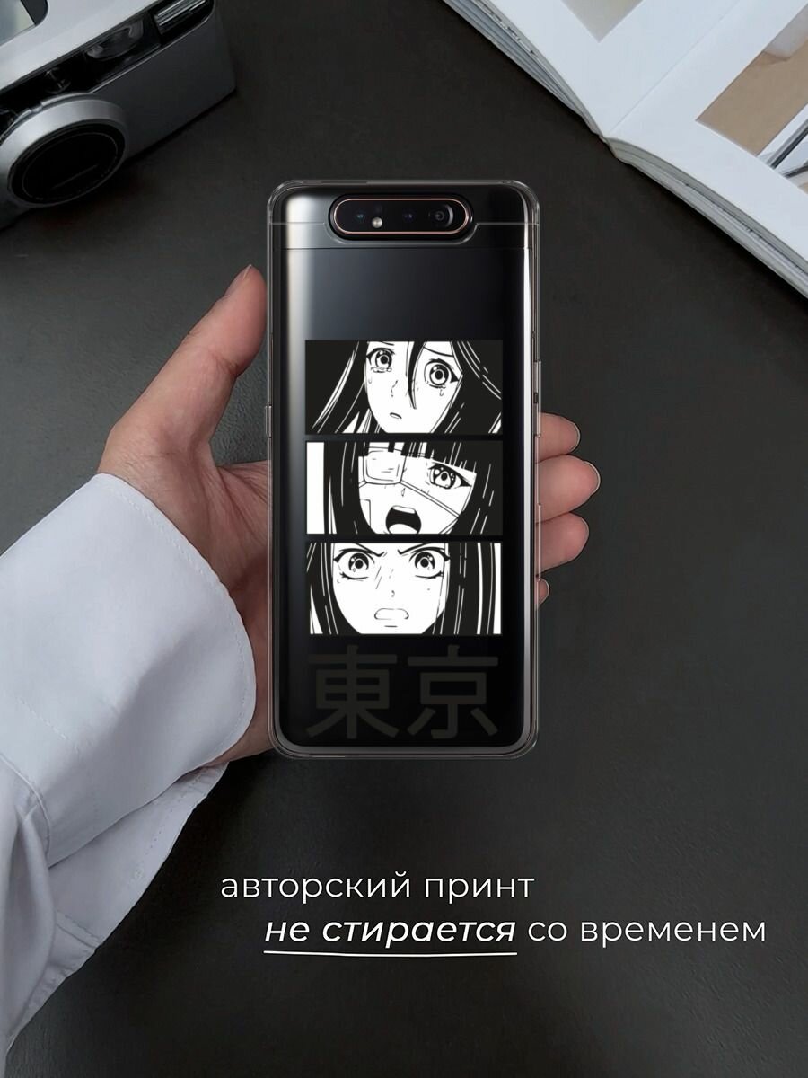 Чехол на Samsung Galaxy A80 / Самсунг Гэлакси A80 с принтом "Tokyo girls", прозрачный — фото 1