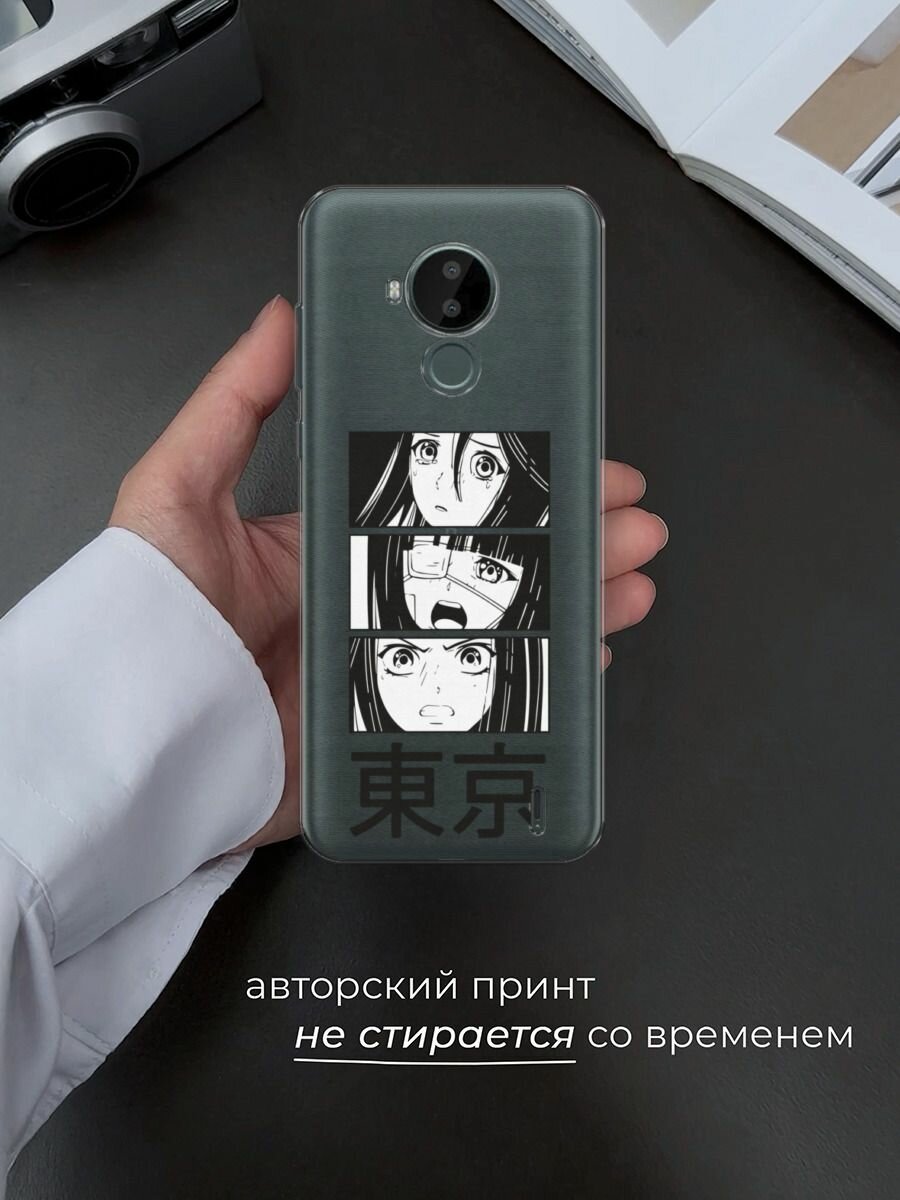Чехол на Nokia C30 / Нокия C30 с принтом "Tokyo girls", прозрачный — фото 1