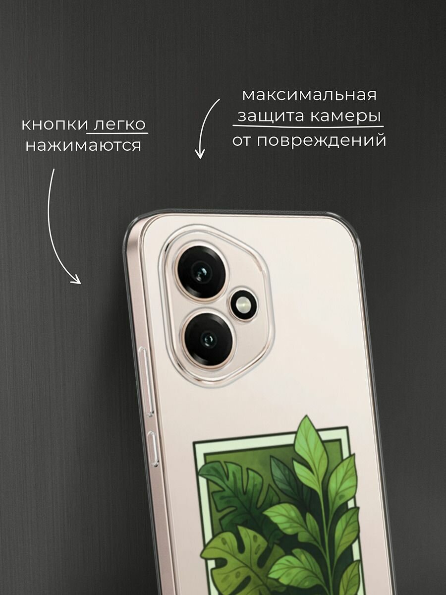 Чехол на Honor 400 / Хонор 400 с принтом "Пантон Leaf Green", прозрачный — фото 1