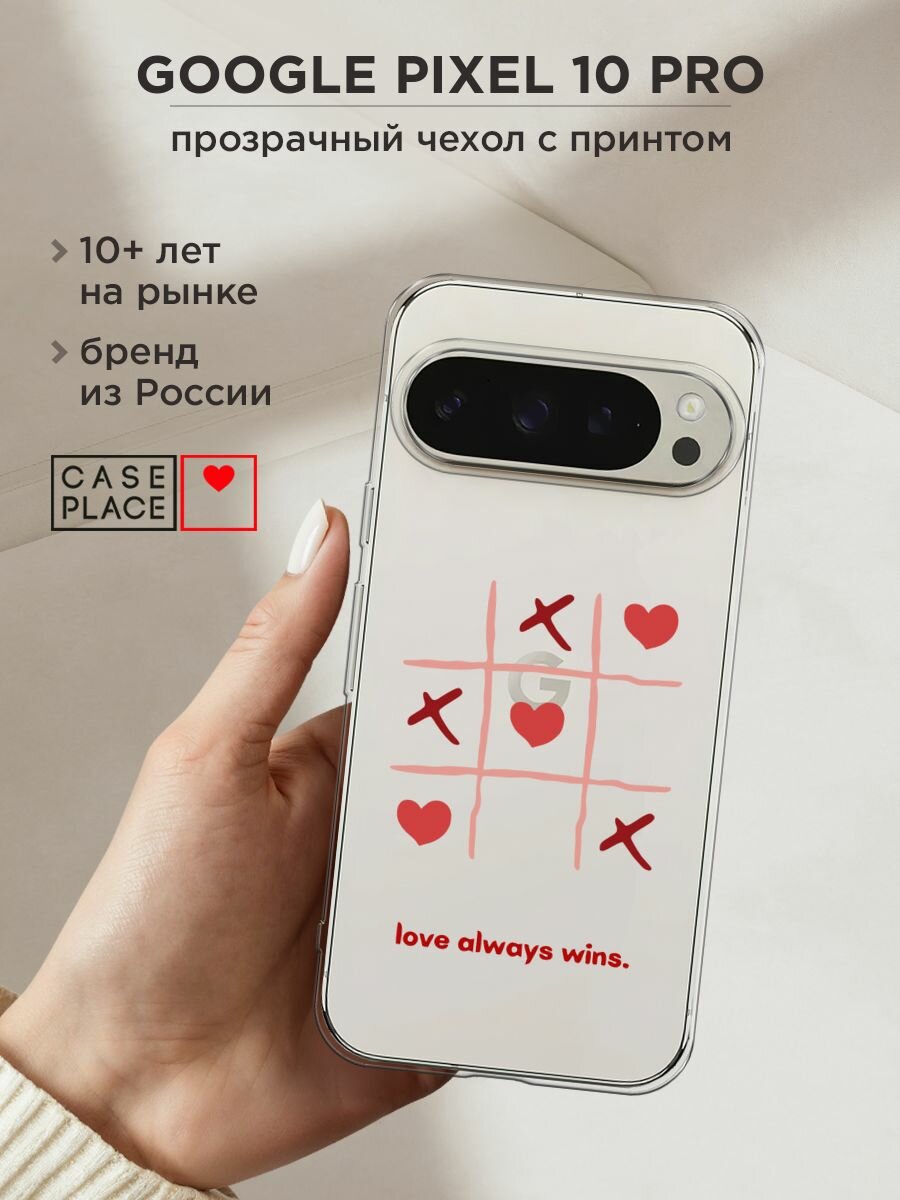 Чехол на Google Pixel 10 Pro / Гугл Пиксель 10 Про с принтом "love always wins - 14 февраля", прозрачный