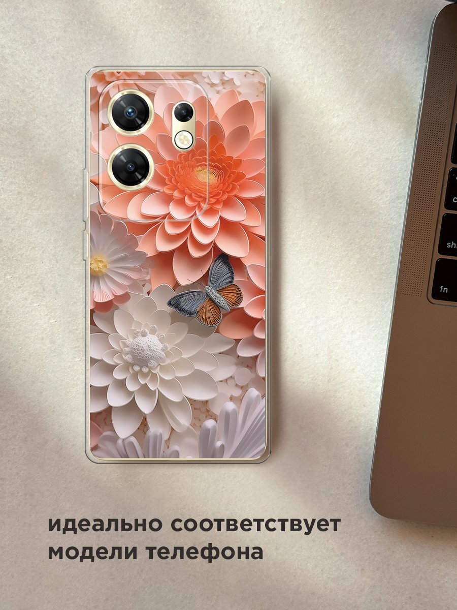 Чехол на Infinix Zero 30 4G / Инфиникс Зеро 30 4G с принтом "Бумажные цветы" — фото 1