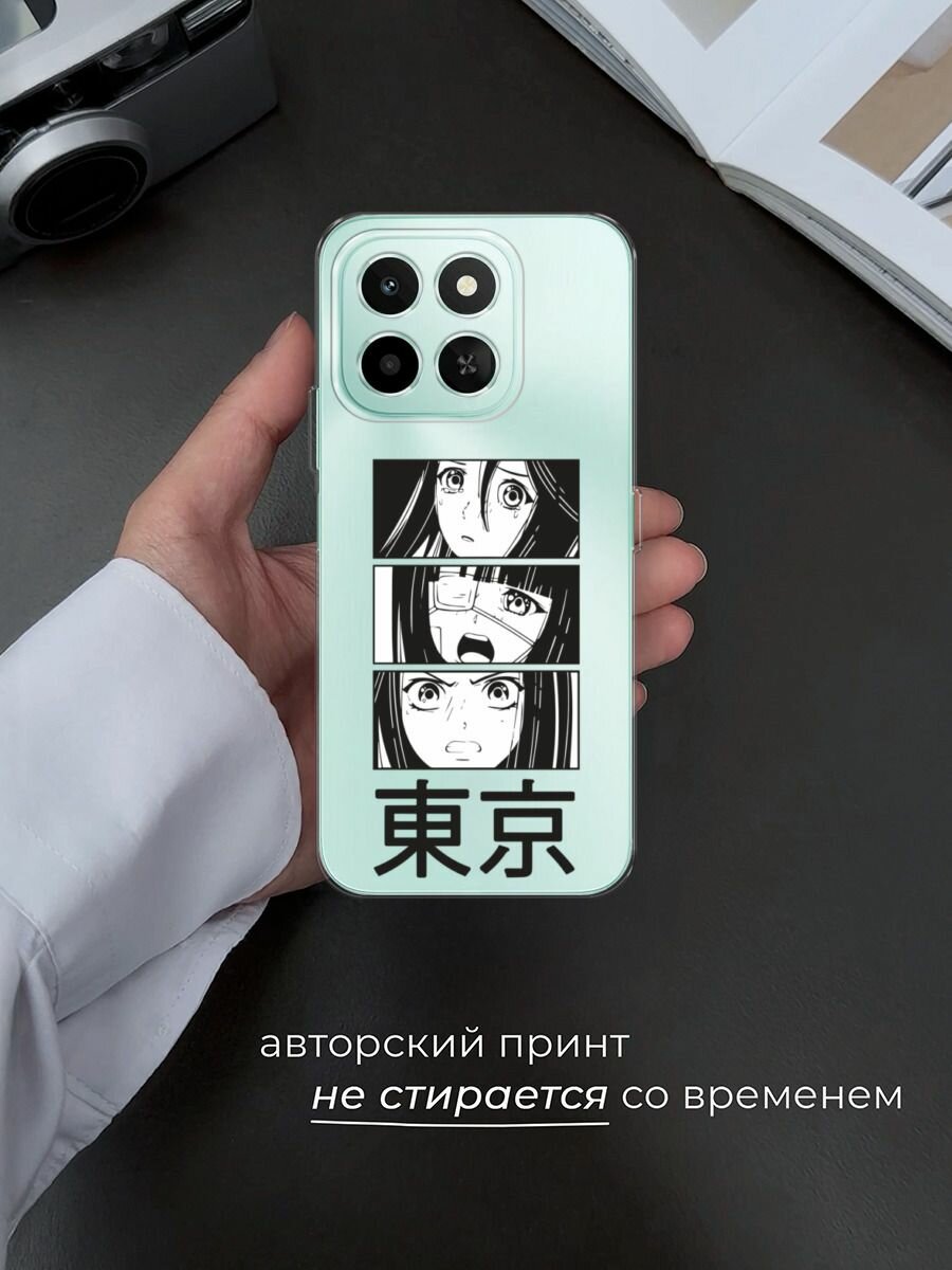 Чехол на Honor X6c / Хонор X6c с принтом "Tokyo girls", прозрачный — фото 1