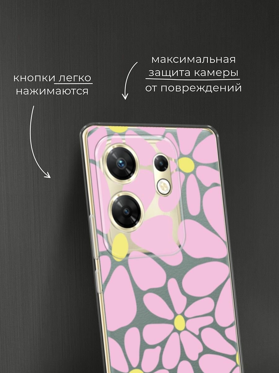 Чехол на Infinix Zero 30 4G / Инфиникс Зеро 30 4G с принтом "Розовые лепестки 2", прозрачный — фото 1