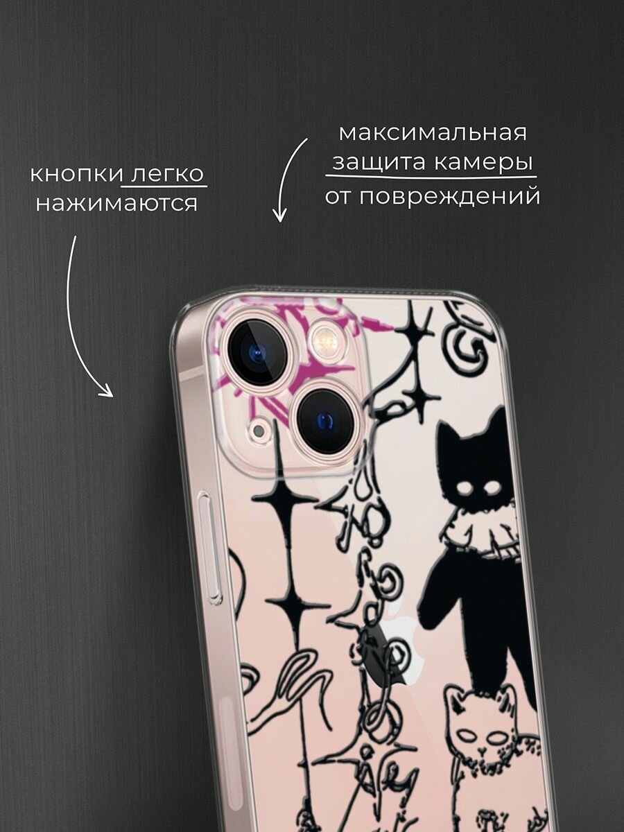 Чехол на Apple iPhone 13 mini / Айфон 13 мини с принтом "Готические котики" — фото 1