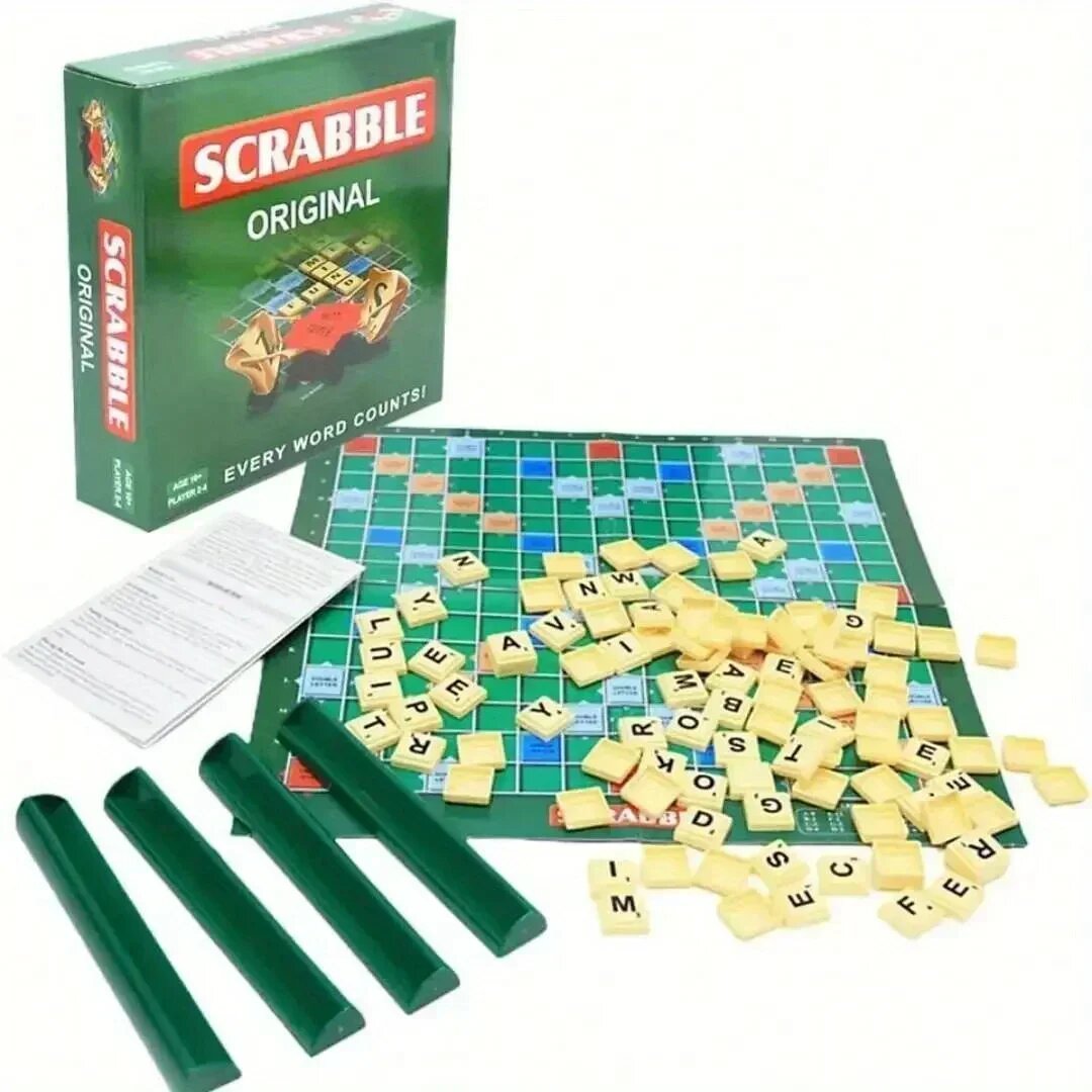 1 шт, английский пасьянс Scrabble, шахматы с алфавитом, алфавит Scrabble, настольная игра-головоломка для 2-4 игроков, настольная игра.
