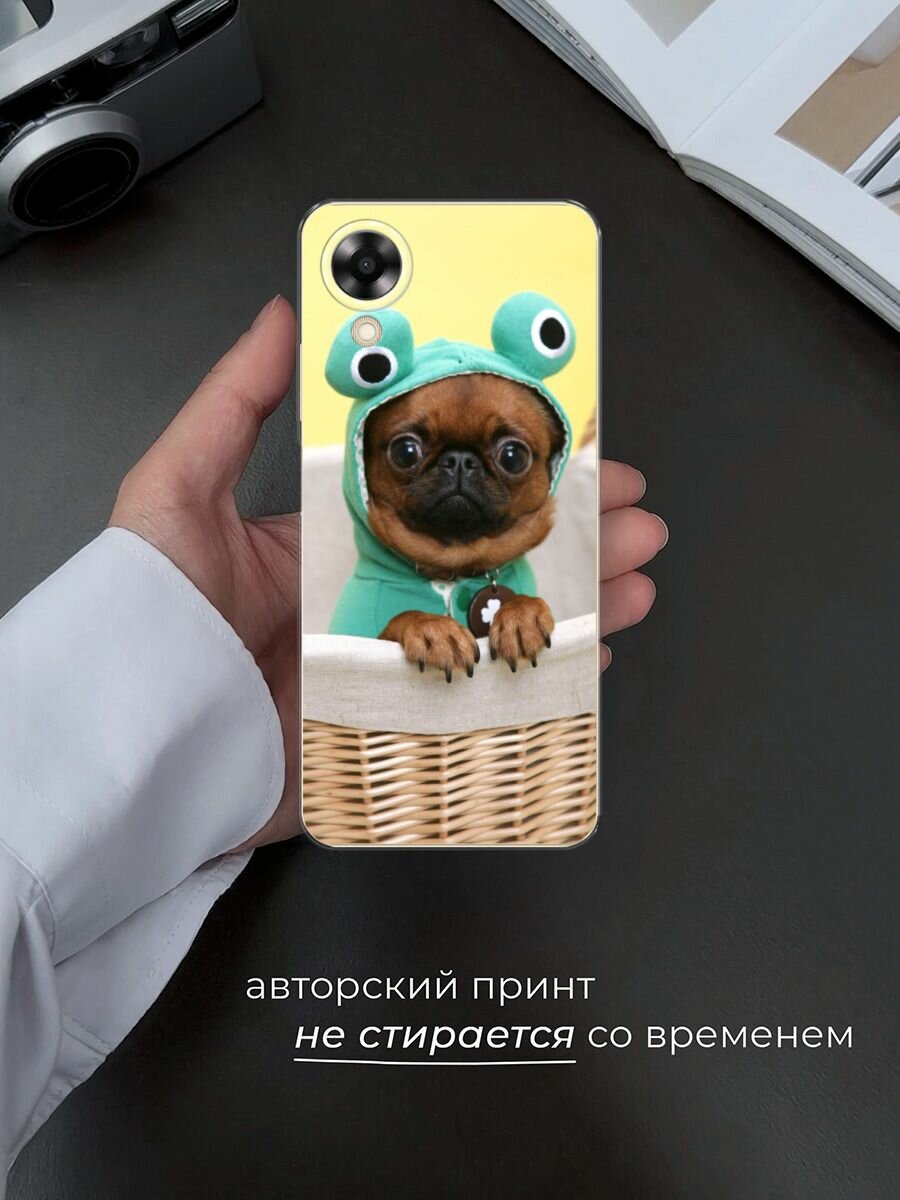 Чехол на Oppo A17K / Оппо A17K с принтом "Собачка в шапке лягушки" — фото 1