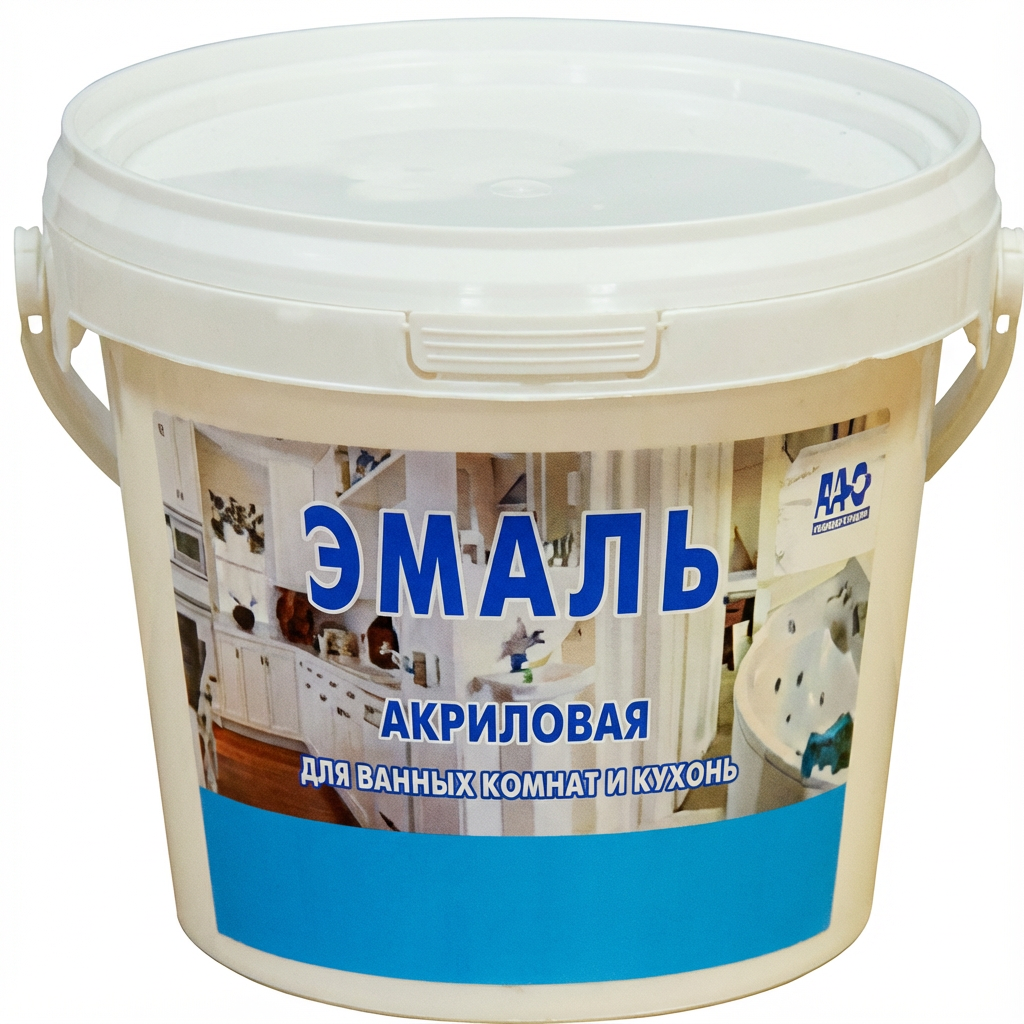 Эмаль для Ванных Комнат и Кухонь КБС 1кг Акриловая, Глянцевая, без Запаха.