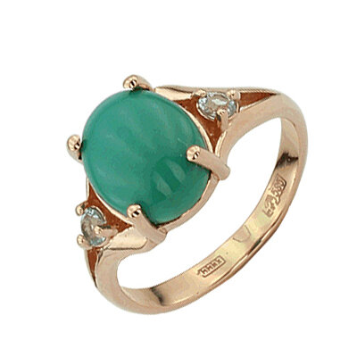 Кольцо, красное золото, 585 проба, бирюза