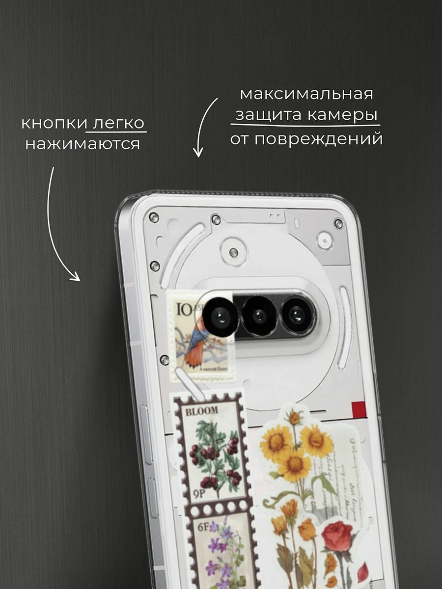 Чехол на Nothing Phone 3a / Нотинг Фон 3а с принтом Марки с цветами — фото 1
