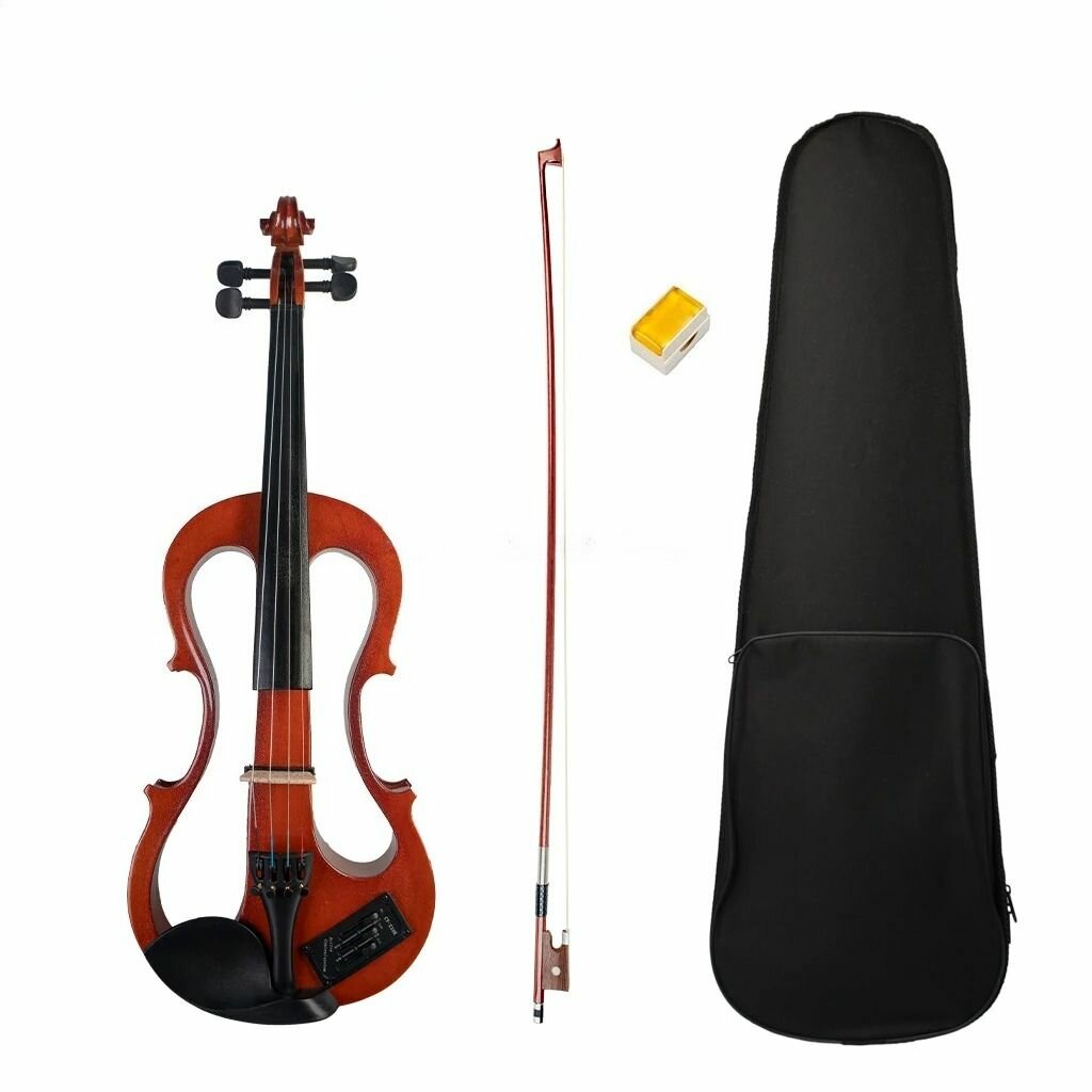 Комплект электроскрипки размером 4/4, бесшумная электрическая скрипка из цельного дерева с предусилителем-эквалайзером, бесшумные скрипки