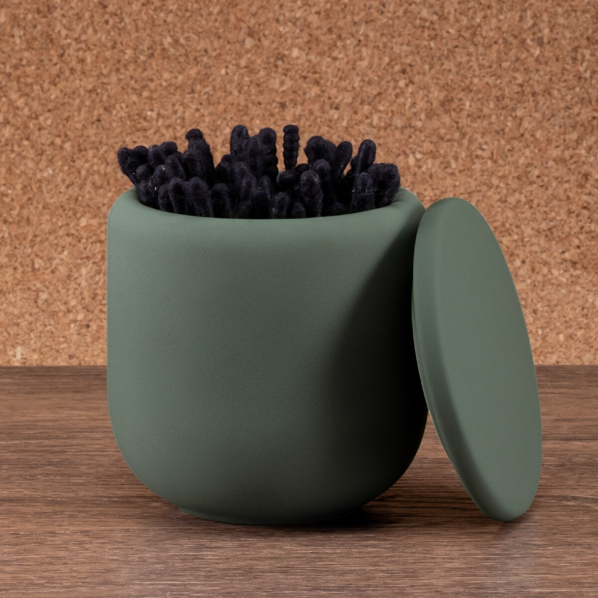 Контейнер для ватных дисков с крышкой, керамический Terapy зеленый