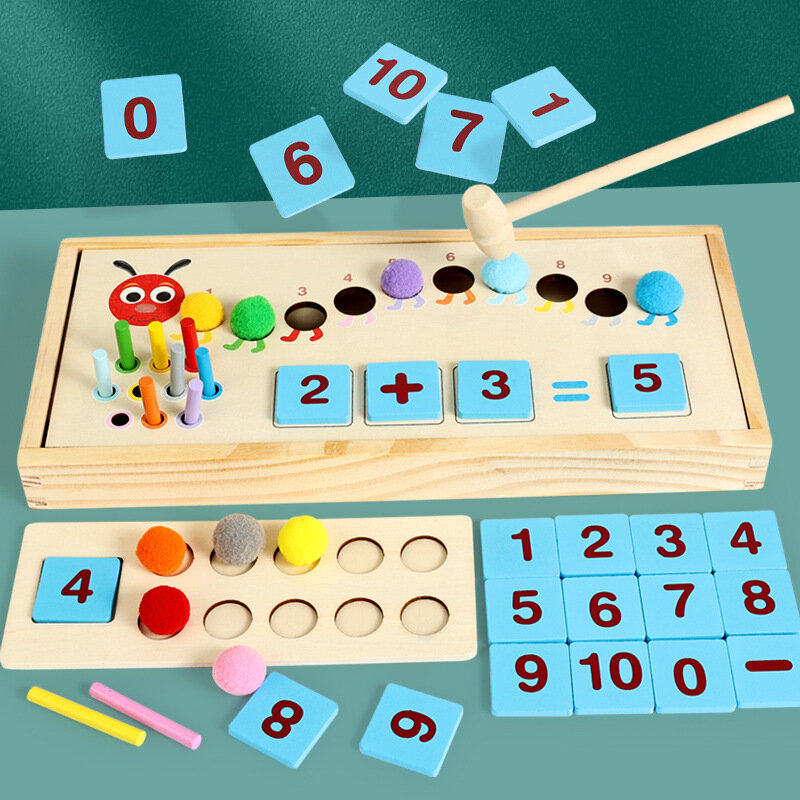 Деревянная игрушка-гусеница для раннего обучения математике, 3-6 лет, счет и распознавание чисел, обучающая игрушка в