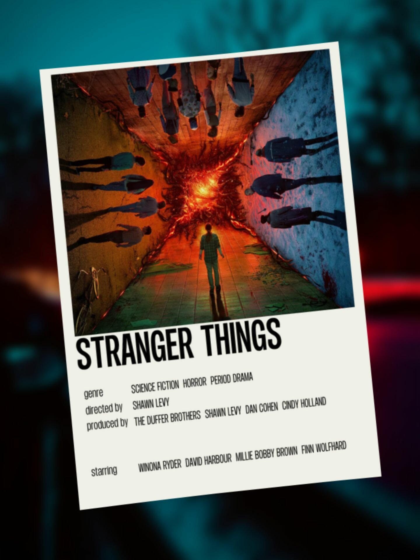 Постер "Очень Странные Дела" в стиле "полароид", формат А3, 297 х 420 мм, глянцевый