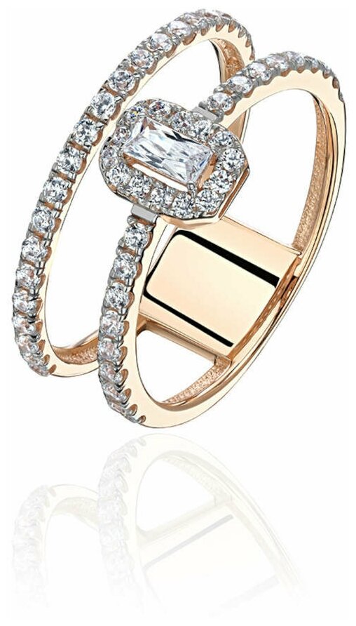 Кольцо, красное золото, 585 проба, фианит