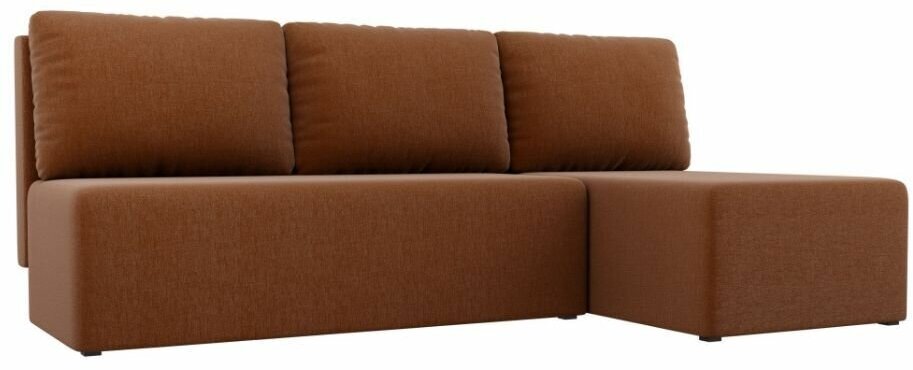 Угловой диван Поло, Рогожка, Коричневый, Угол правый, Ящик для белья, 200x130x85 см