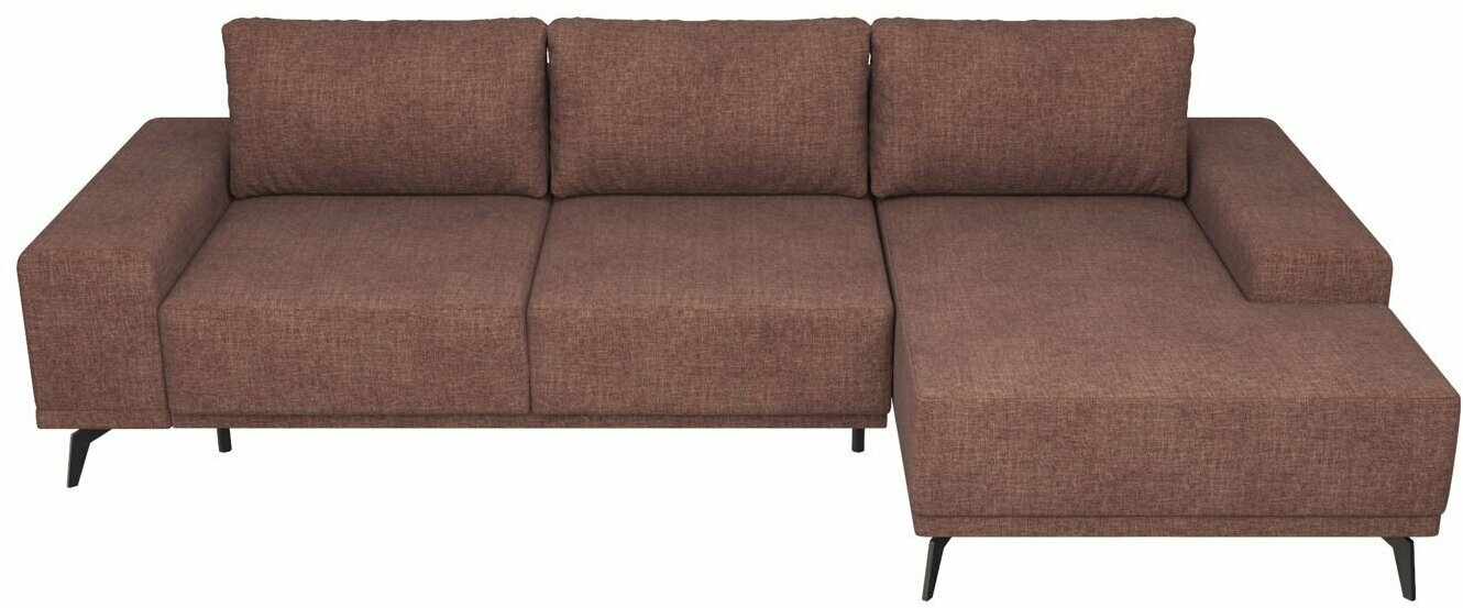 Угловой диван Нео, Рогожка, Коричневый, Угол правый, Ящик для белья, 263х150х75см