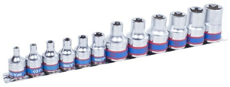 Набор торцевых головок 1/2"&3/8", TORX Е-стандарт, Е4-Е20, 12 предметов KING TONY 7113PR
