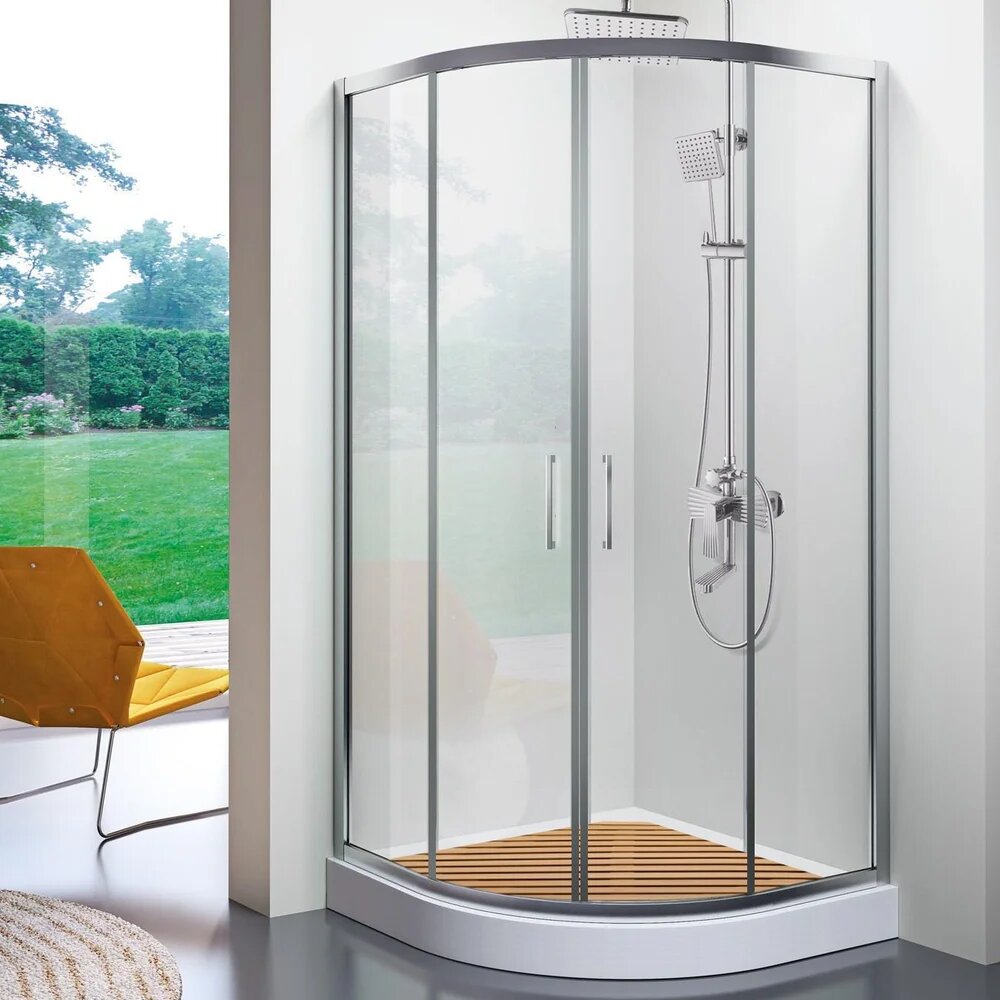 Душевой уголок Ceruttispa Viva 100 без поддона, стеклянный, 98x98, раздвижной, итальянский