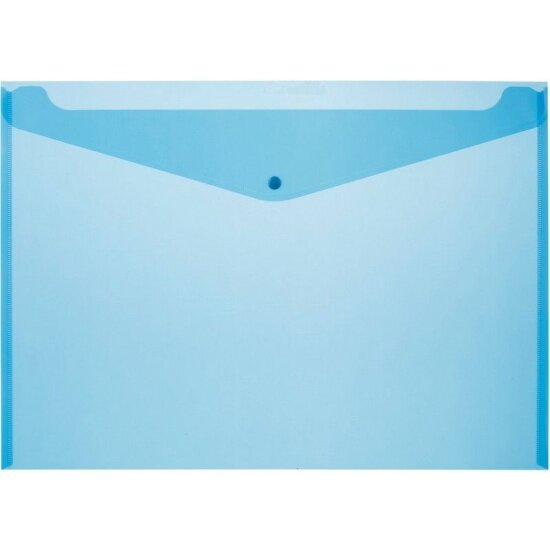 Папка-конверт Attache на кнопке А3, полупрозр.180мкм синий, 5 шт/уп