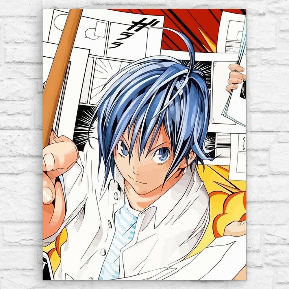 Картина по номерам на холсте аниме Bakuman (Anime, manga, Бакуман, манга) - 14940 В 30x40