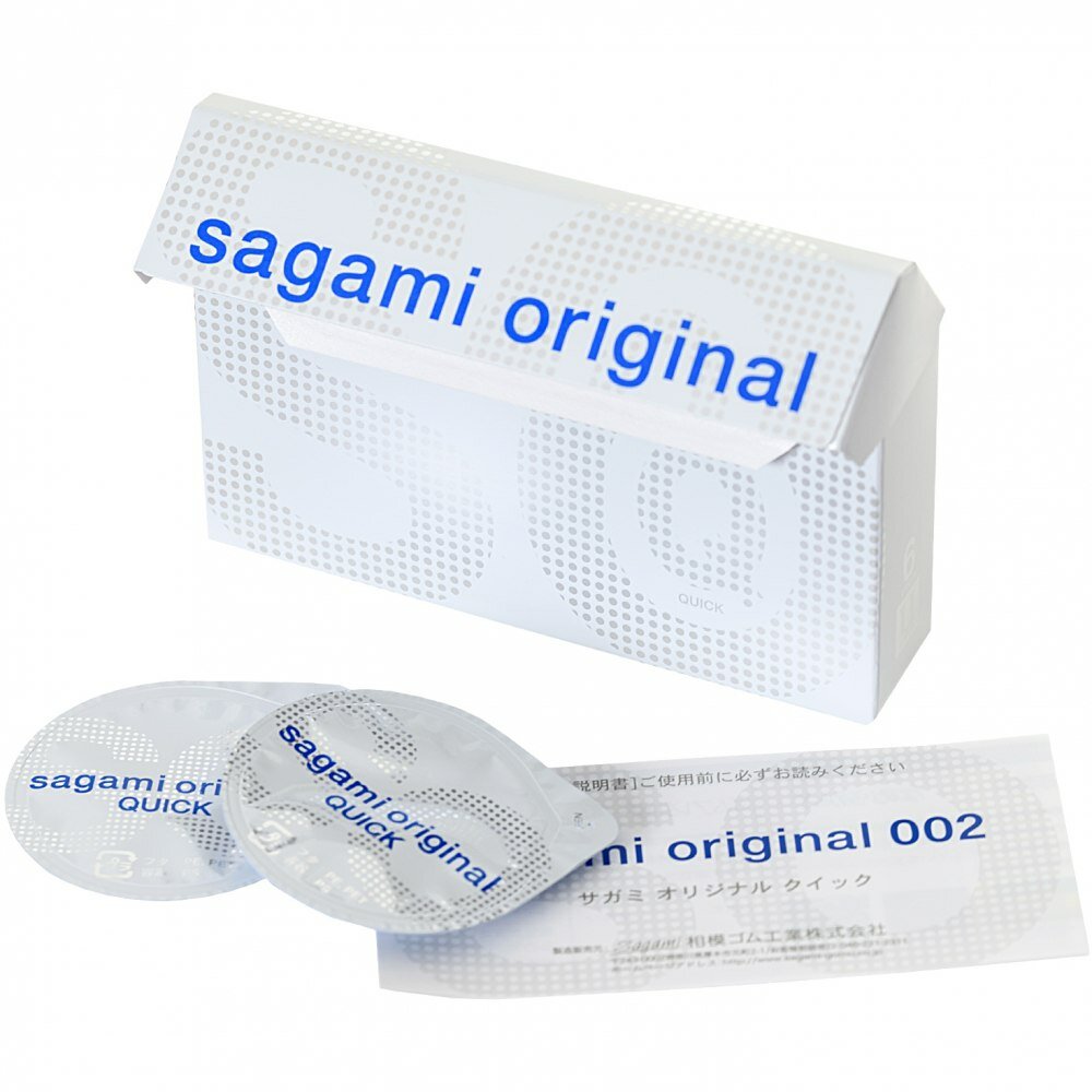 Презервативы Sagami Quick 002, полиуретановые, 17см, 0.02мм, 6шт