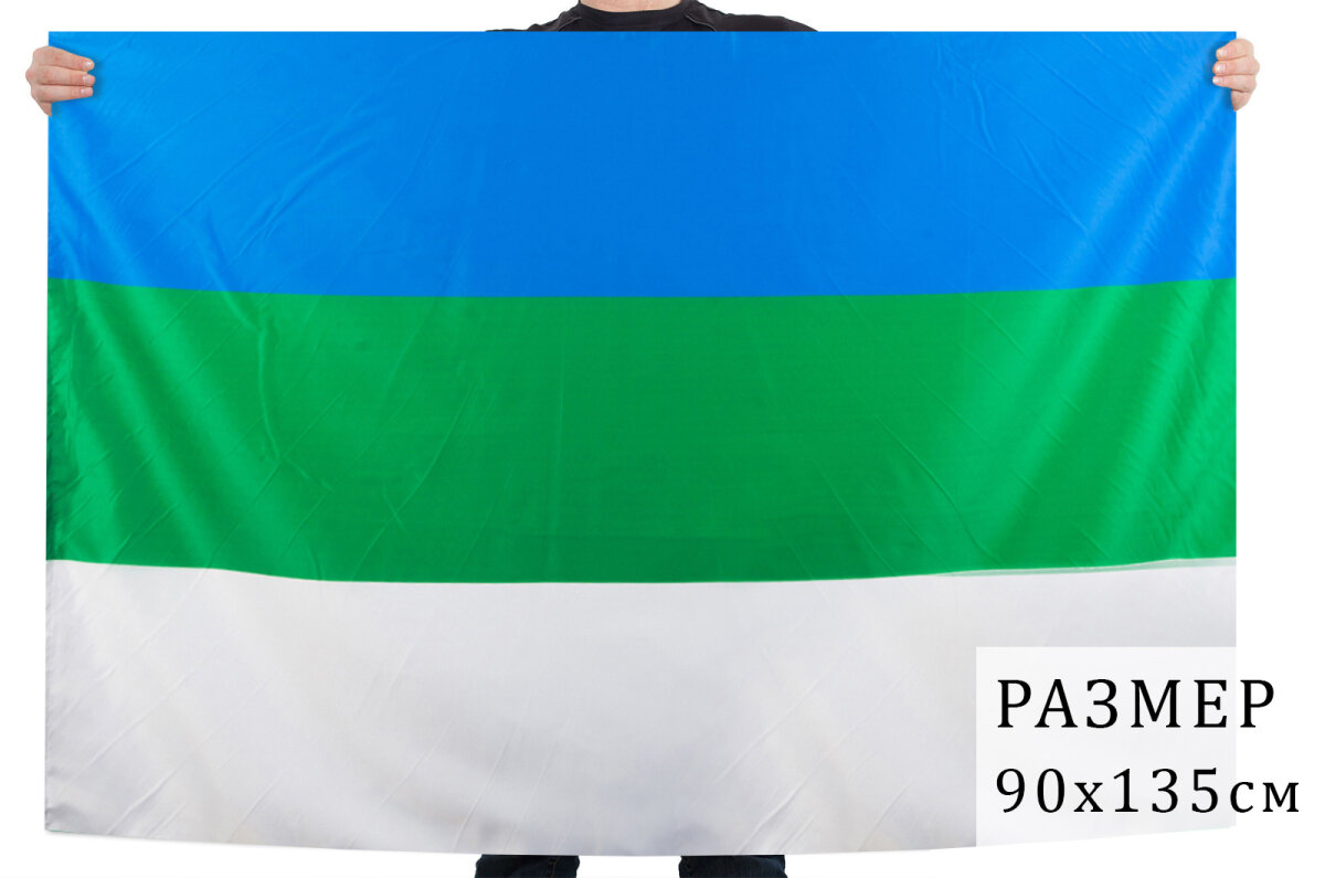 Флаг Республики Коми, размер 90х135см, материал полиэфирный шелк