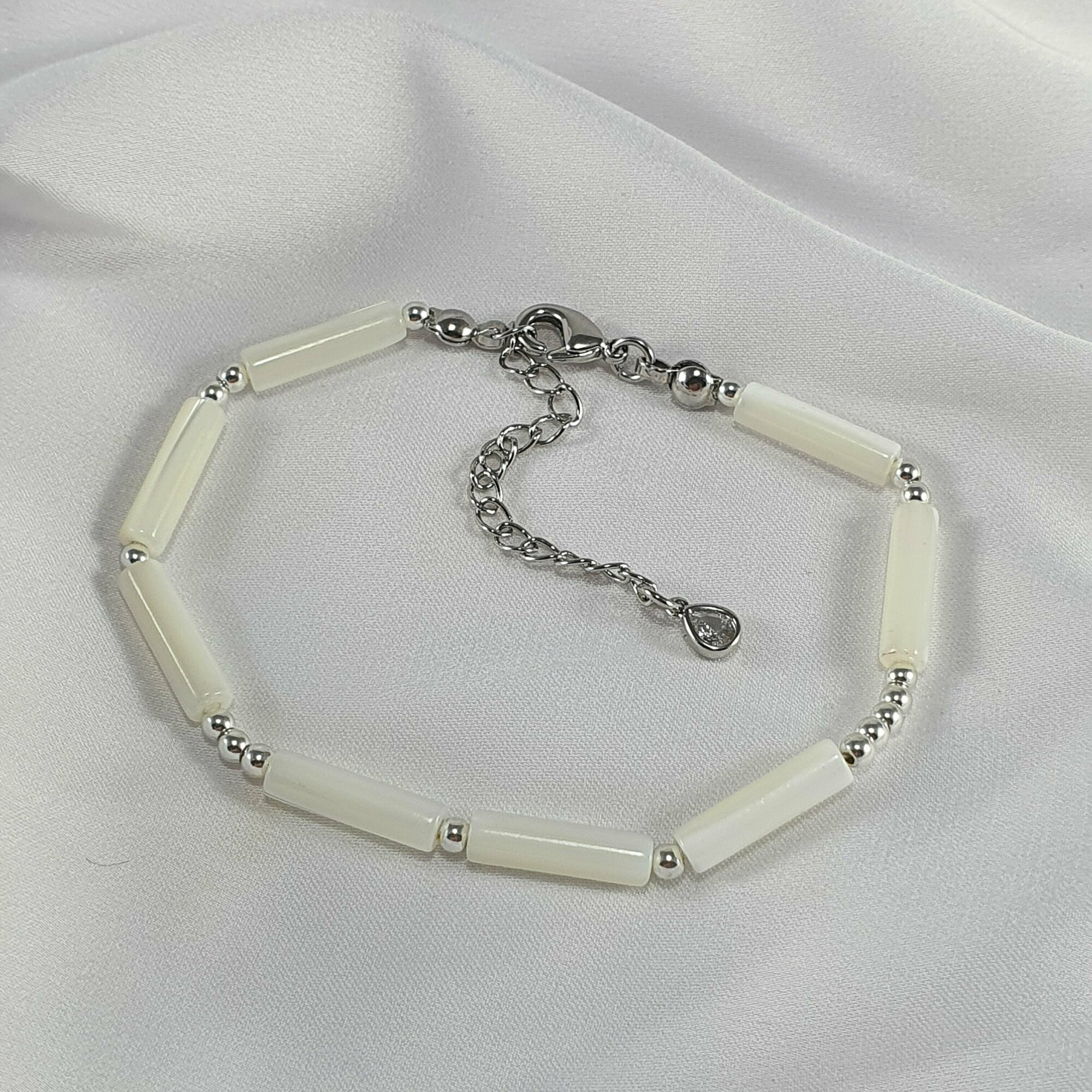 Браслет, гематит, перламутр