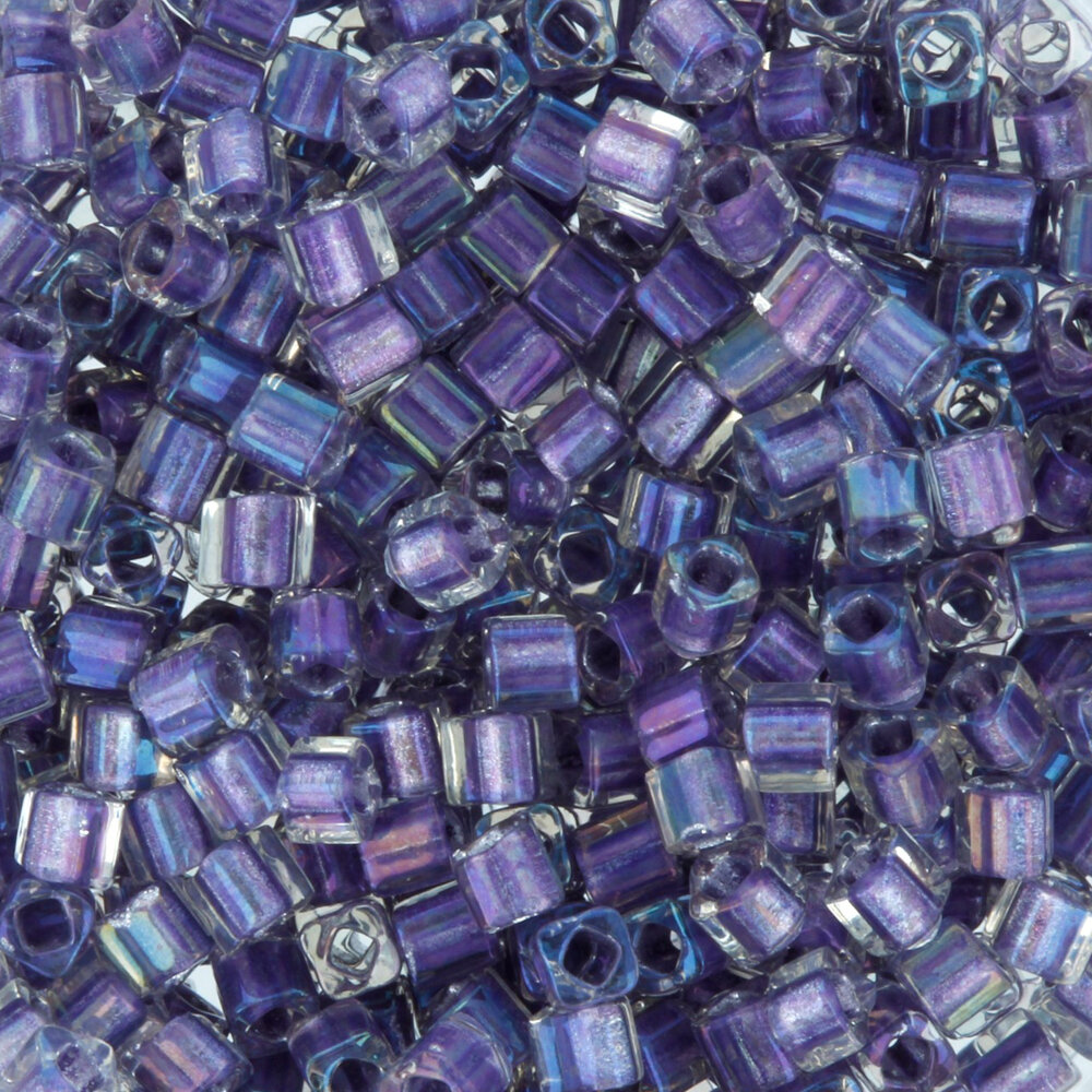 Бисер TOHO Cube, размер 1.5мм, цвет #265 (Окрашенный изнутри, радужный хрусталь/ металлизированный фиолетовый), 10 грамм
