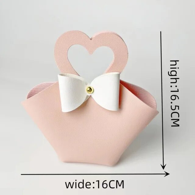 Кожаные подарочные пакеты набор из 15 штук Розовый, B-pink Love Handle