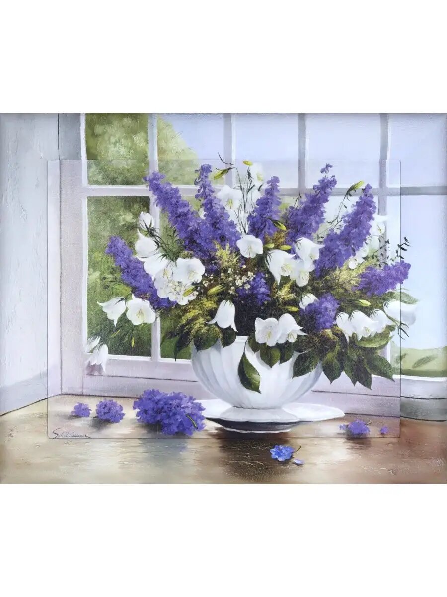 Картина на стену фиолетовые цветы для прихожей кухни