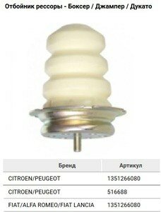 Отбойник рессоры peugeot boxer/citroen jumper/fiat ducato -1.8t 06-