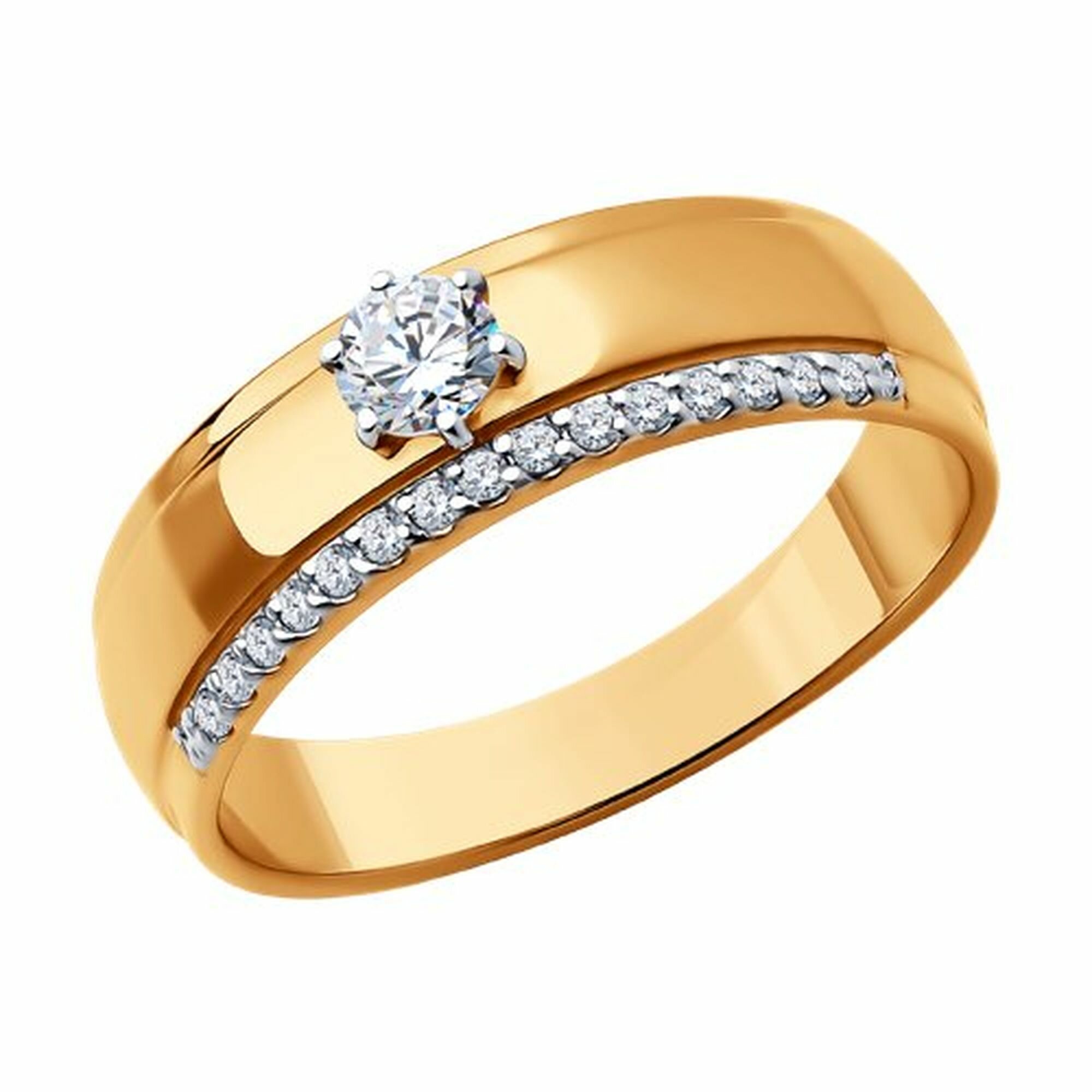 Кольцо, красное золото, 585 проба, фианит