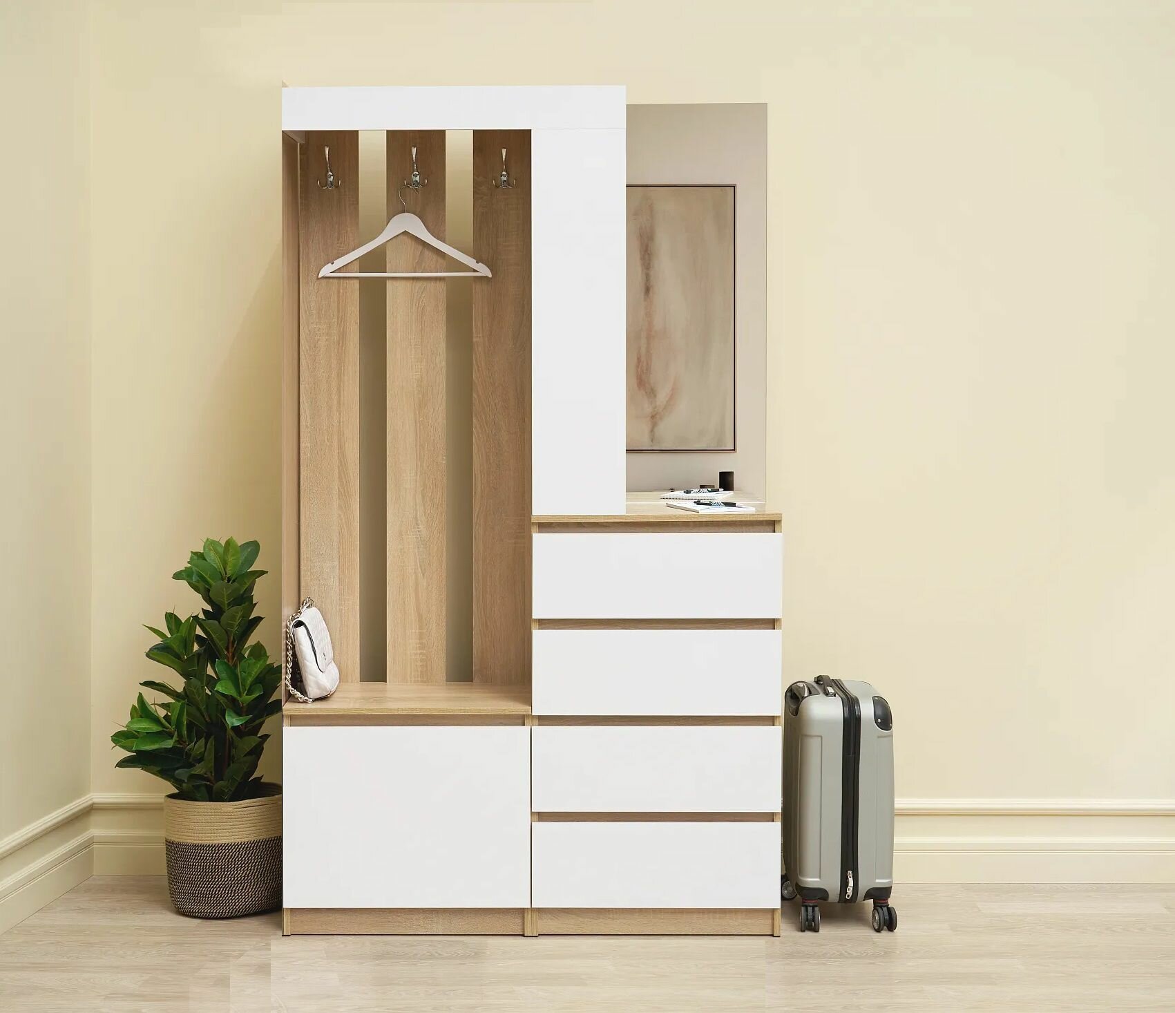 Прихожая Челси 1,2 м. Белый глянец холодный, Дуб Сонома