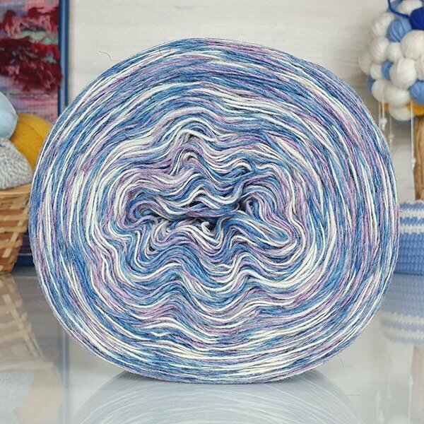 Пряжа Рассказовская ангорка меланж 19-2 яр. голуб/св. сире/белый (2 мотка)