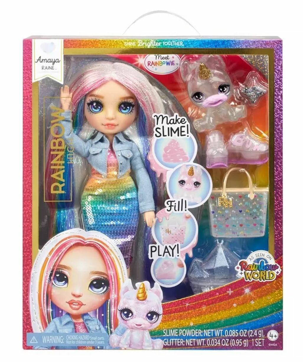 Кукла High Classic Fashion Amaya 120230 Рейнбоу Хай Амая со слаймом и питомцем