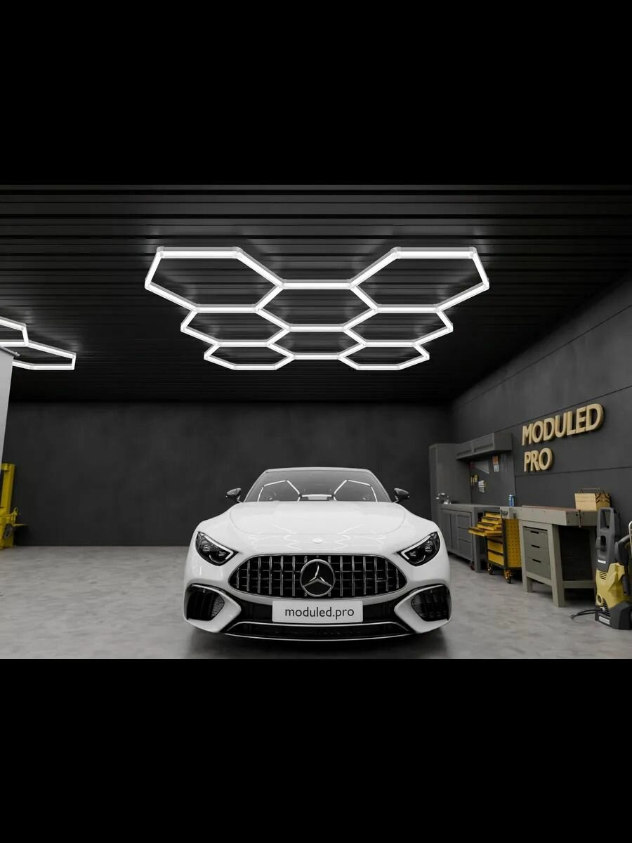Светодиодное освещение для гаража/автосервиса LED Workshop, панель соты 6500К/245W размер 2438x2337mm