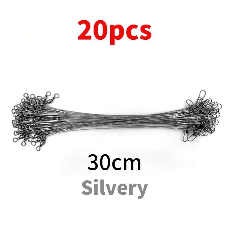 Стальной поводок для рыбалки 20 шт, 30см, Silver