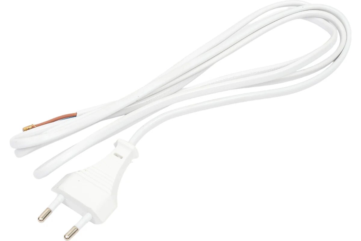 Duwi провод с евроштекером белый 1,8 м H 03 VV-F 2x0,5 мм 28562 для бытовой проводки