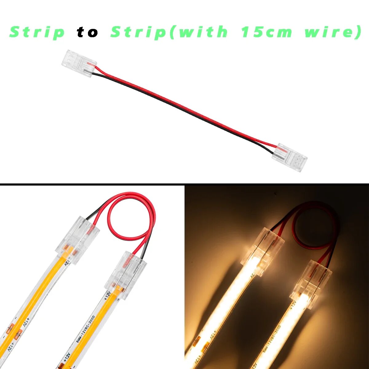 DelightFire разъем для светодиодной ленты LED Strip Connector 2pin 8mm Ip20 Ip65, 3pcs, D-Strip to Strip