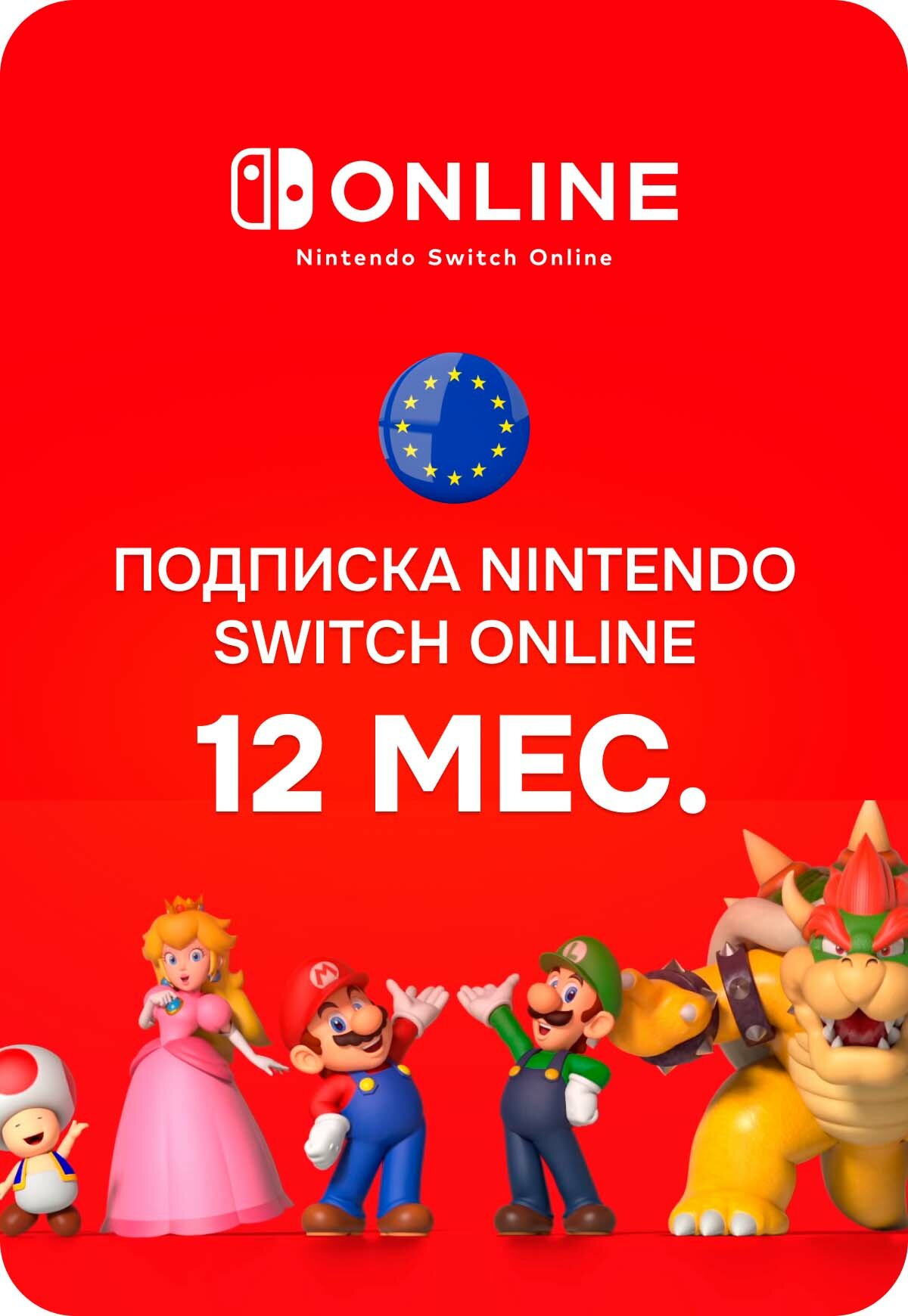 Подписка Nintendo Switch Online Европа 12 мес. (Nintendo eShop; Nintendo Switch; Регион активации Европа)