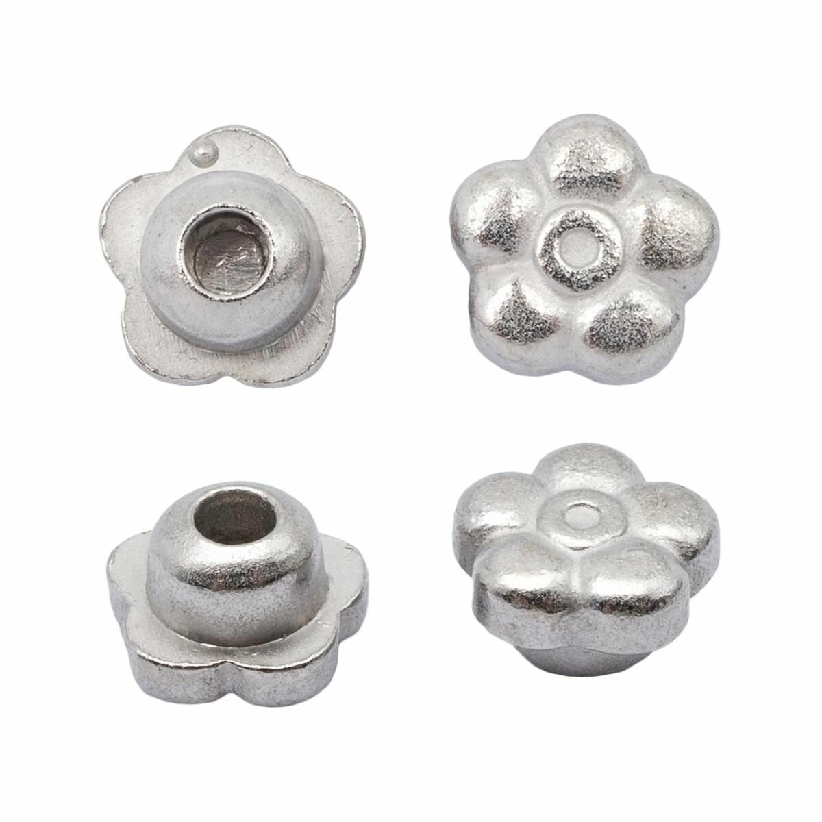 Хольнитен джинсовый BIG D 7 мм, "Цветок" цветной металл без гвоздя, серебристый, 50 шт (4242)