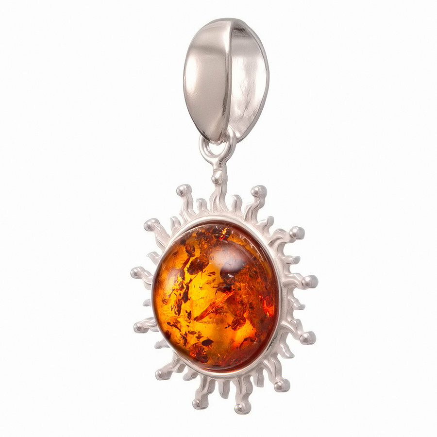 Подвеска, серебро, 925 проба, янтарь
