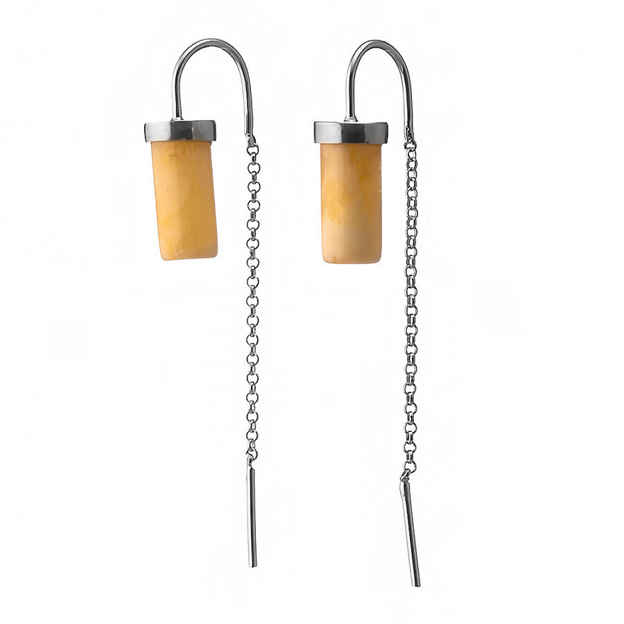 Серьги цепочки Amberprofi, серебро, 925 проба, янтарь