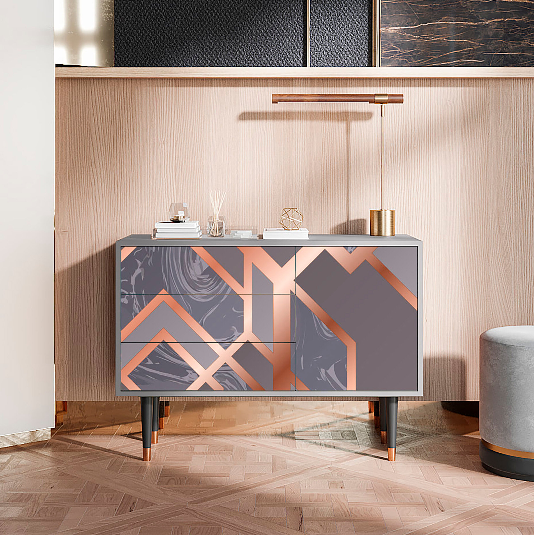 Комод - STORYZ - S3 Taupe Anatomy, Размер - 115 x 84 x 41 см, Цвет корпуса - , Серый