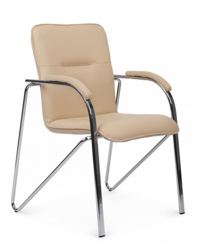Кресло офисное Riva Chair Самба с мягкими подлокотниками SMB-01H Хром гальв. Бежевый